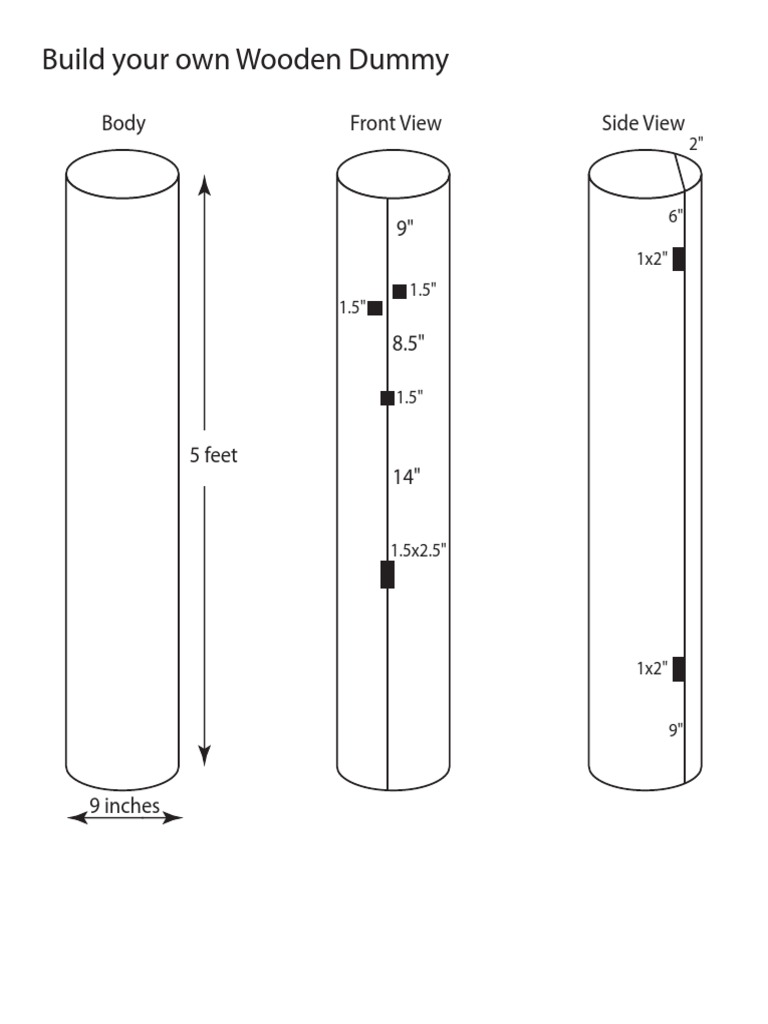Build Your Own Wooden Dummy: Body Front View Side View | PDF | Teaching ...