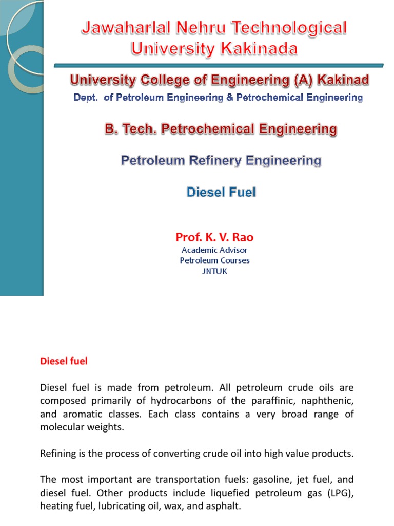 Diesel fuel chemistry and properties explained in detail | PDF | Diesel ...