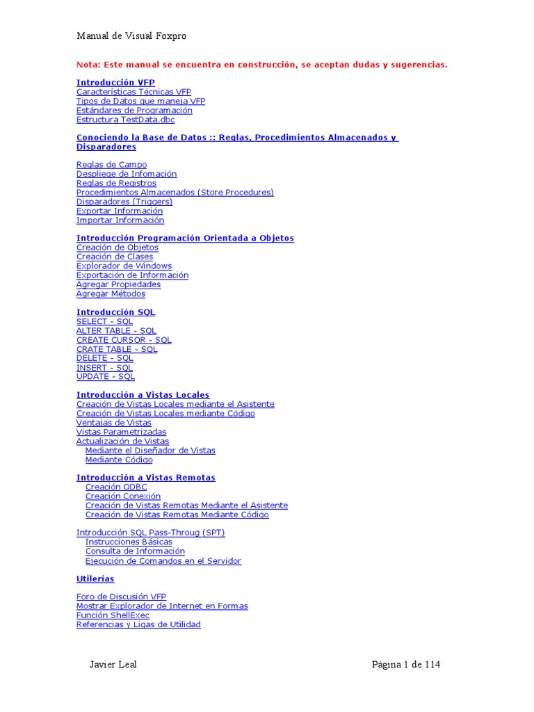 Manual de Visual FoxPro 7.0 | PDF | Software de la aplicacion ...
