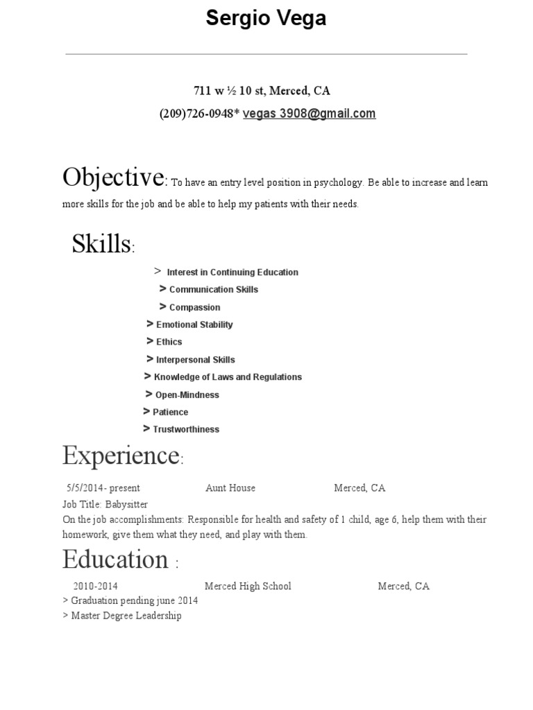 Objective Skills: Experience | PDF