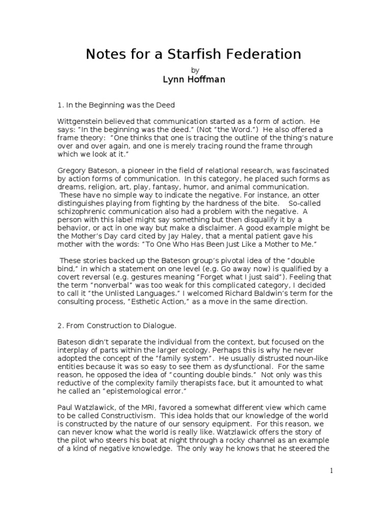 Notes For A Starfish Federation | PDF | Consciousness | Communication