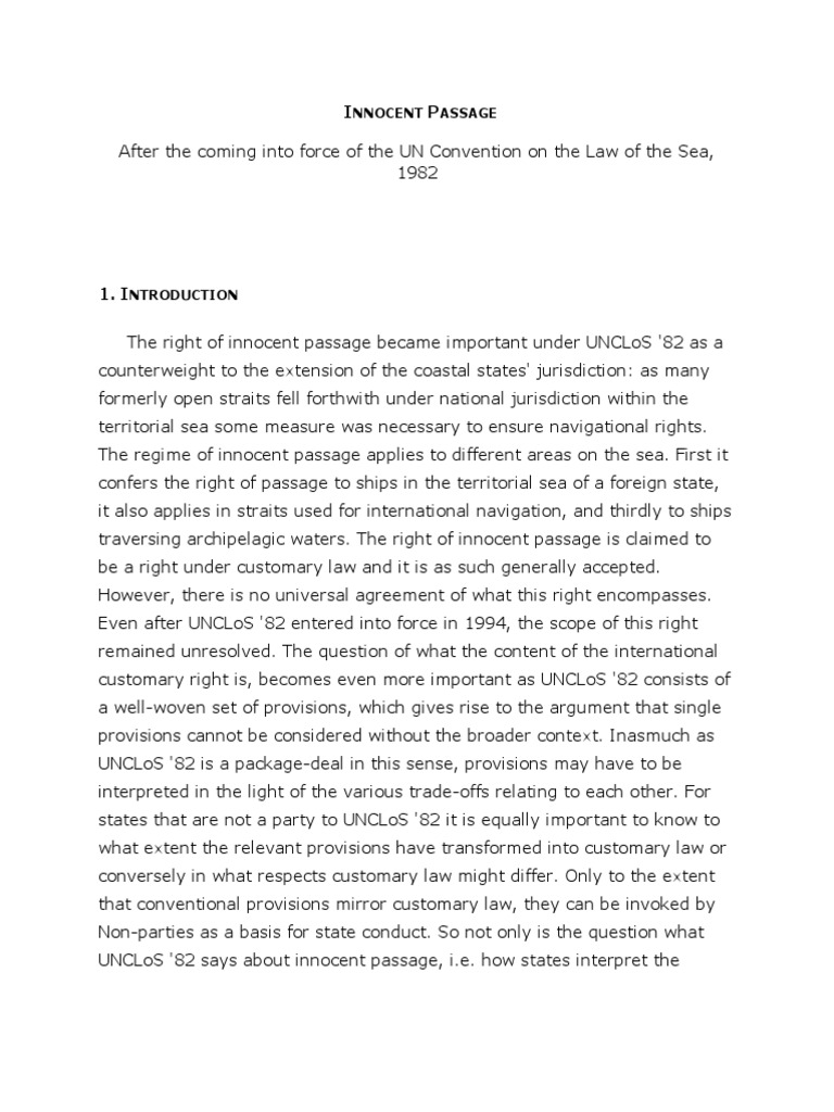 The Right of Innocent Passage by Florian H. Th. Wegelein in Seattle ... The Right of Innocent Passage by Florian H. Th. Wegelein in Seattle ...
