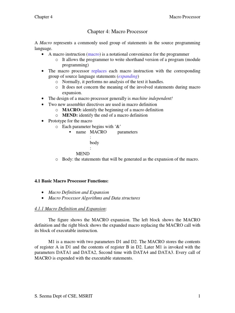 Macro Processor Notes | PDF | Parameter (Computer Programming) | Macro ... Macro Processor Notes | PDF | Parameter (Computer Programming) | Macro ...