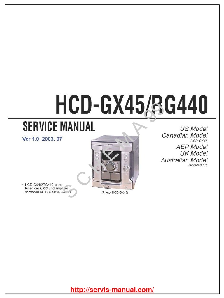 Sony Hcd-gx45 Rg440 Ver-1.0 | PDF | Compact Disc | Booting