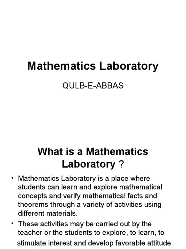 Mathematics Laboratory | PDF | Concept | Teaching Mathematics