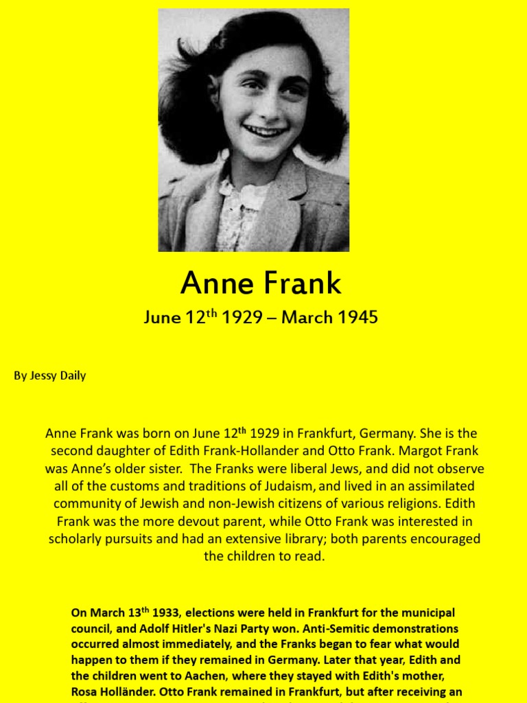 Anne Frank Powerpoint World History 1 | PDF | Anne Frank | Dutch People