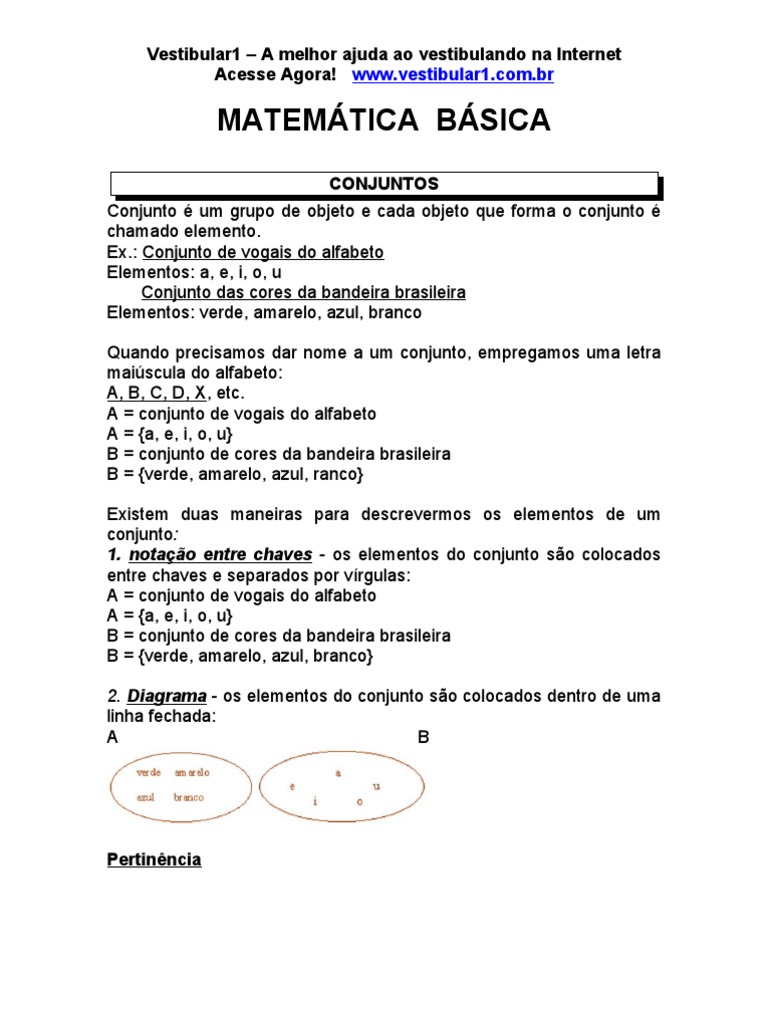 Matematica Basica | PDF | Conjunto (Matemática) | Número inteiro