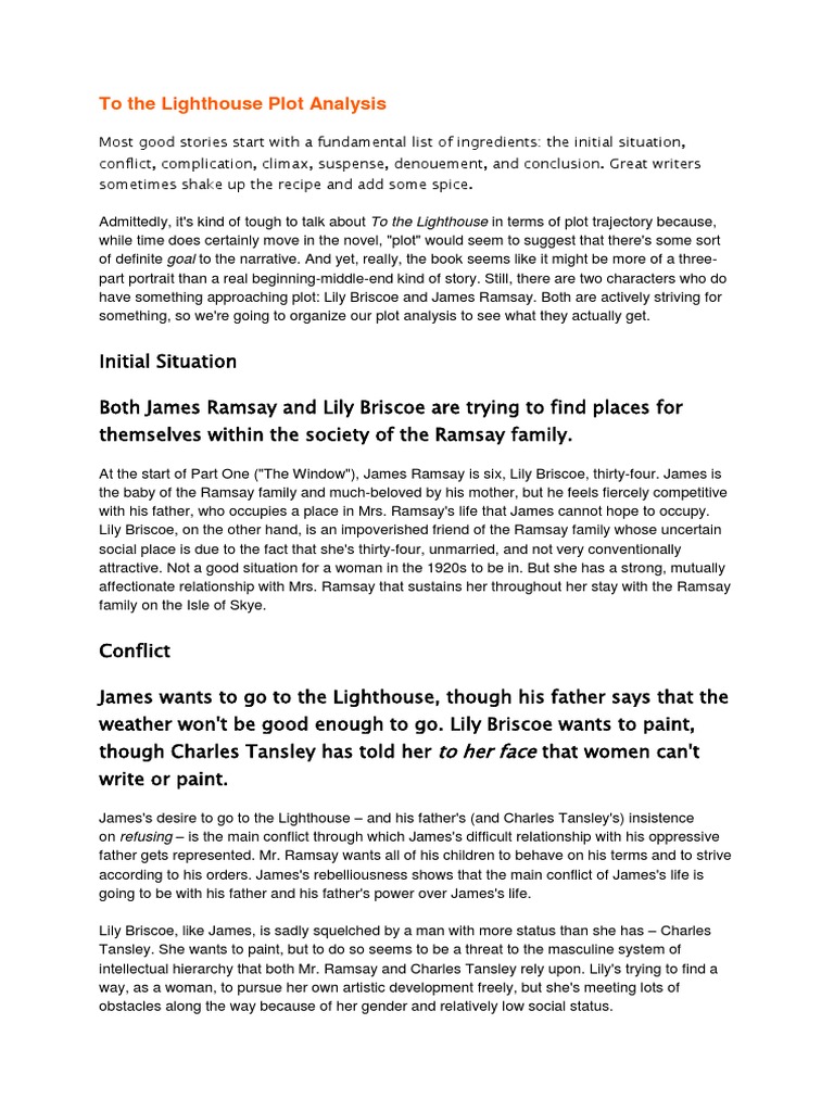 To The Lighthouse Plot Analysis | PDF | To The Lighthouse