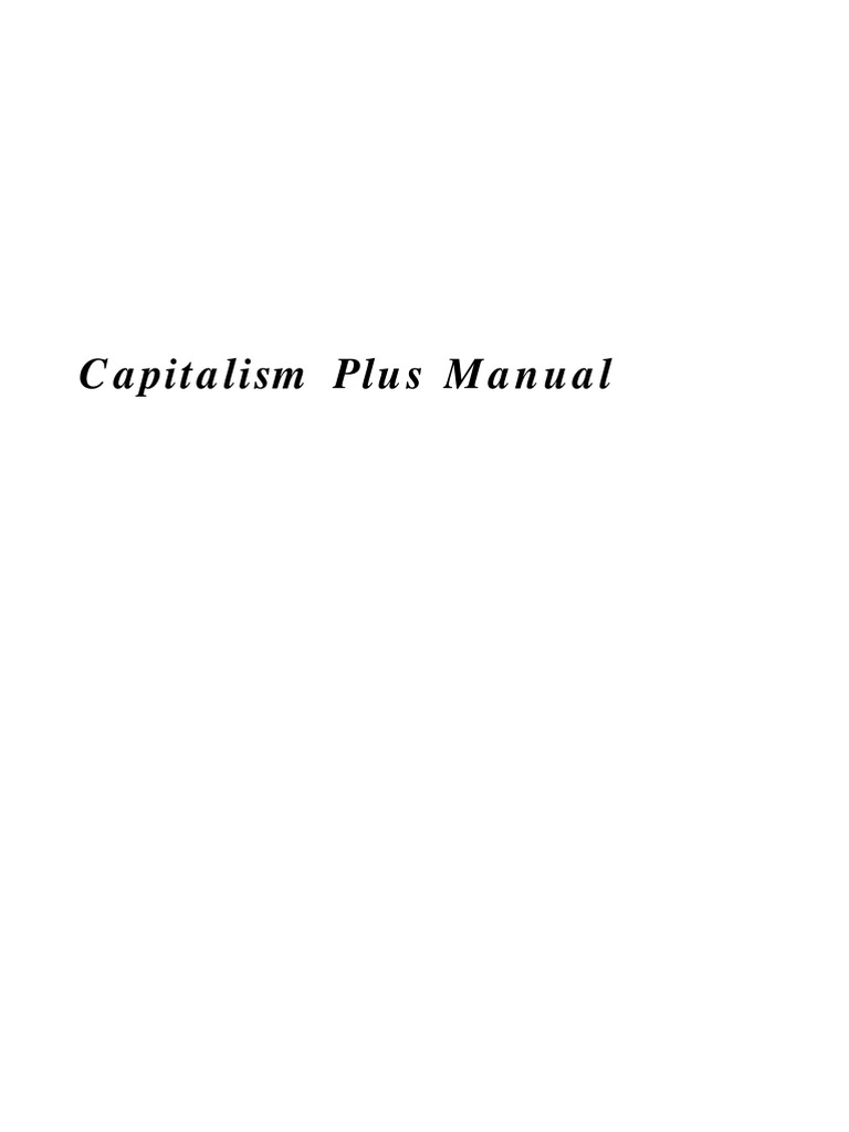 Capitalism Plus Manual | PDF | Floppy Disk | Computer Hardware