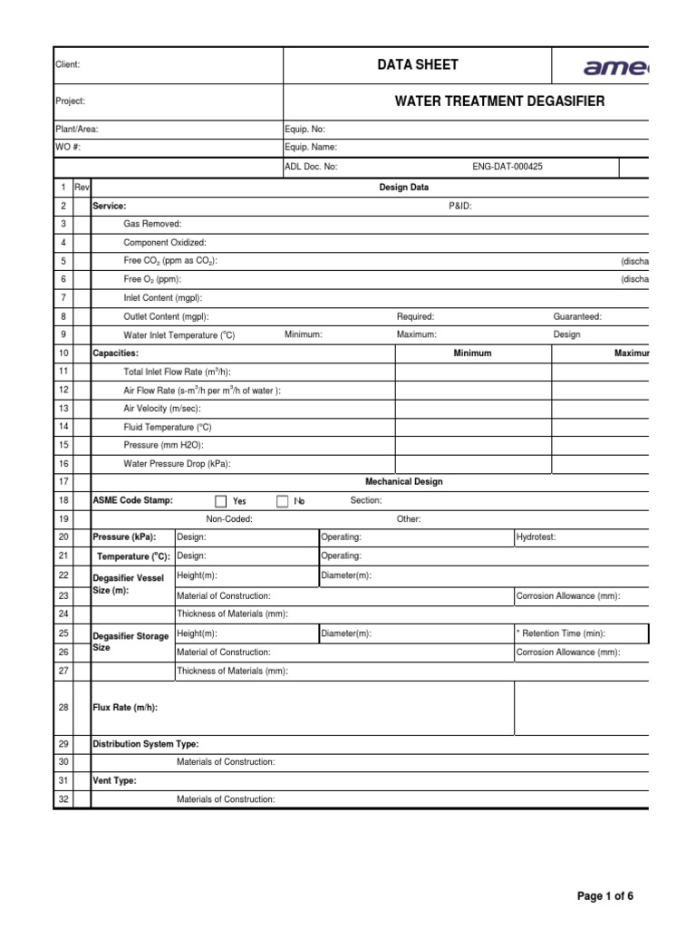 Water Treatment Degasifier | Pressure | Water