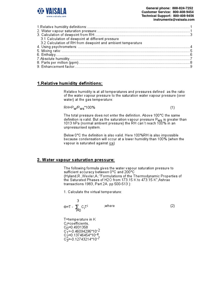 Humidity Unit Conversions-General PDF | PDF | Relative Humidity | Water ...