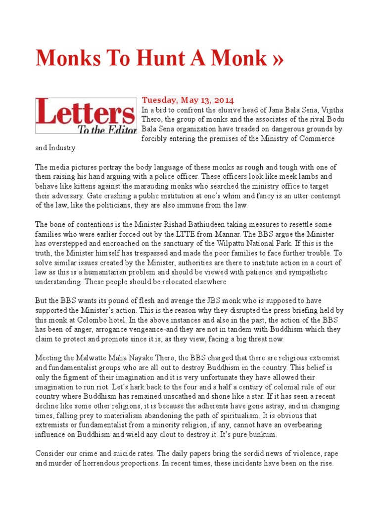 Monks To Hunt A Monk | PDF | Religion And Belief | Crime Thriller