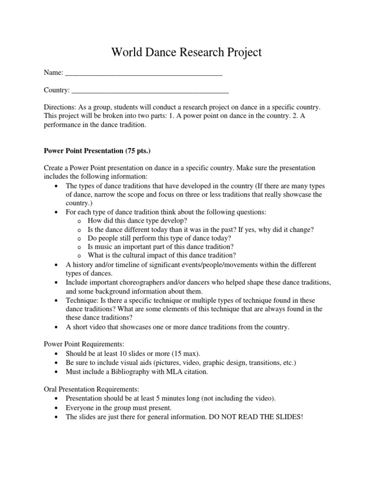 World Dance Research Project | PDF | Dances | Microsoft Power Point