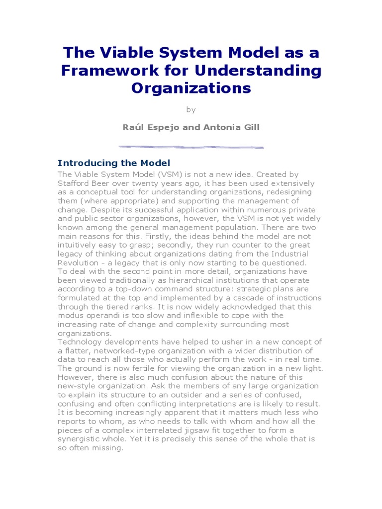 Understanding the Viable System Model | PDF | System | Business Process