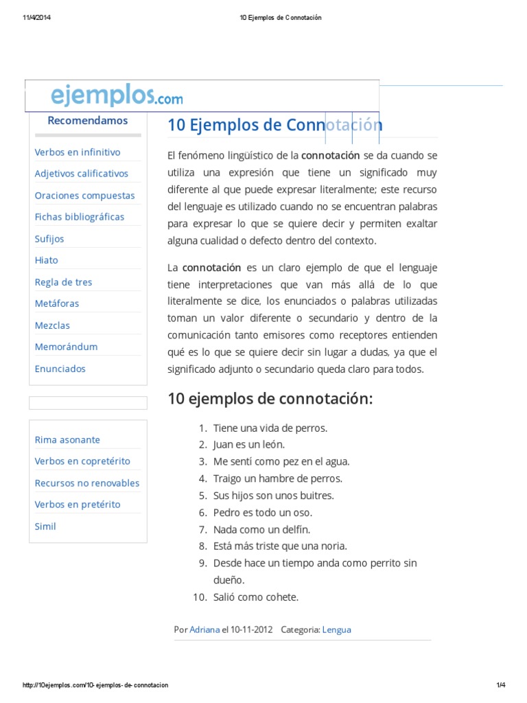 10 Ejemplos de Connotación | Adjetivo | Connotación