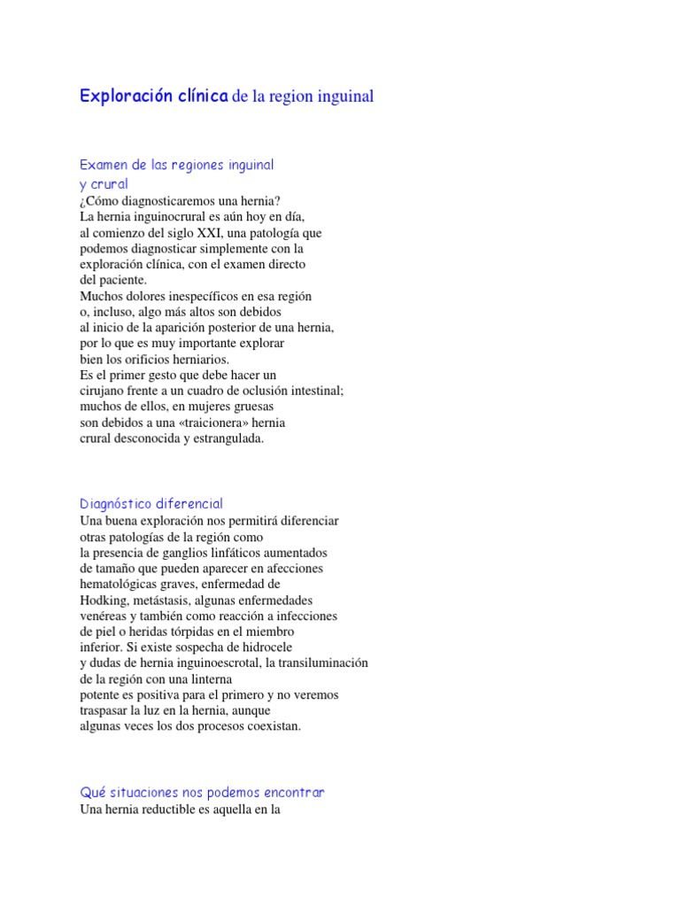 Exploración de Hernias Inguinales | PDF | Especialidades Medicas ...
