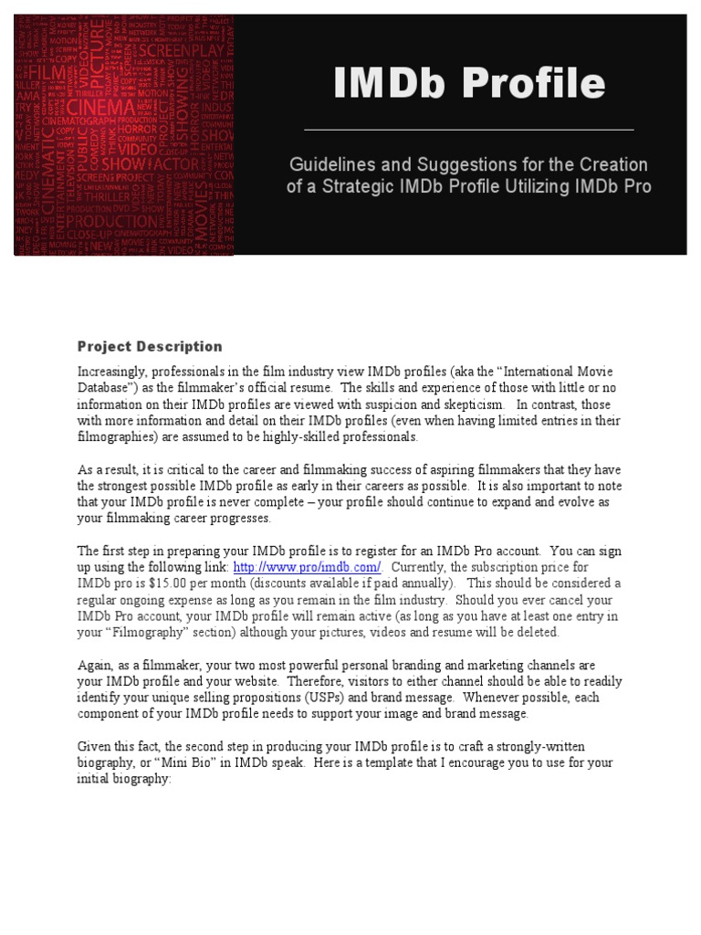 Creating A Powerful IMDb Profile | PDF | Business