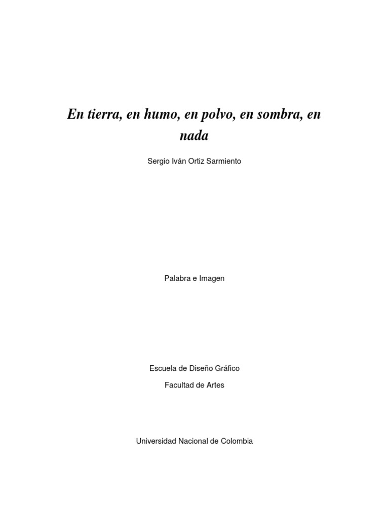 En Tierra, en Humo, en Polvo, en Sombra, en Nada | PDF | Imagen | Retrato