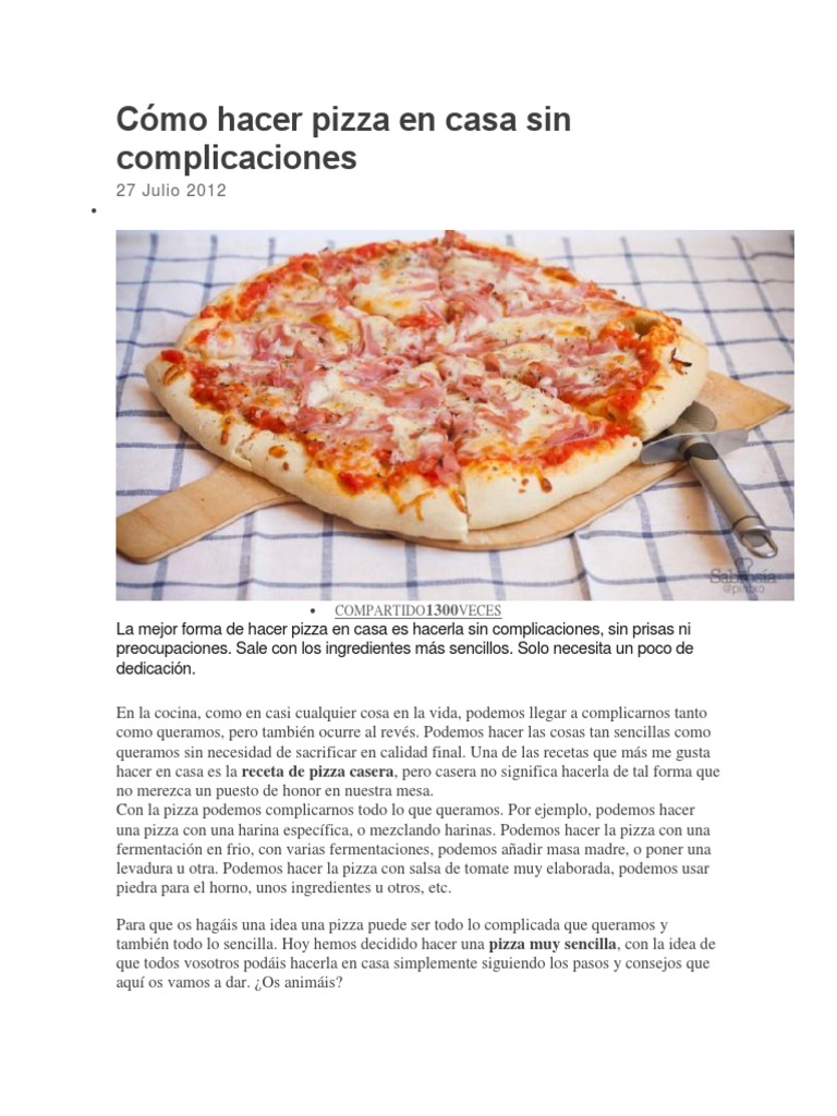 Cómo hacer pizza fácil en casa | PDF | Pizza | Levadura