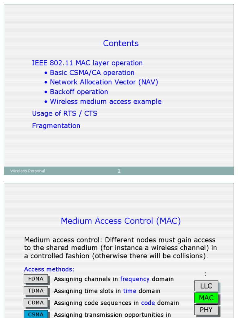 IEEE 802.11 MAC Layer Operations | PDF | Wireless Lan | Transmission ...