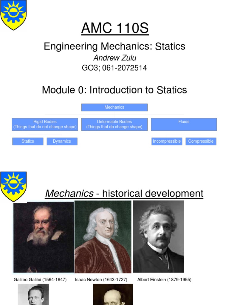 AMC110S Statics Mod0-Introduction | PDF | Force | Euclidean Vector