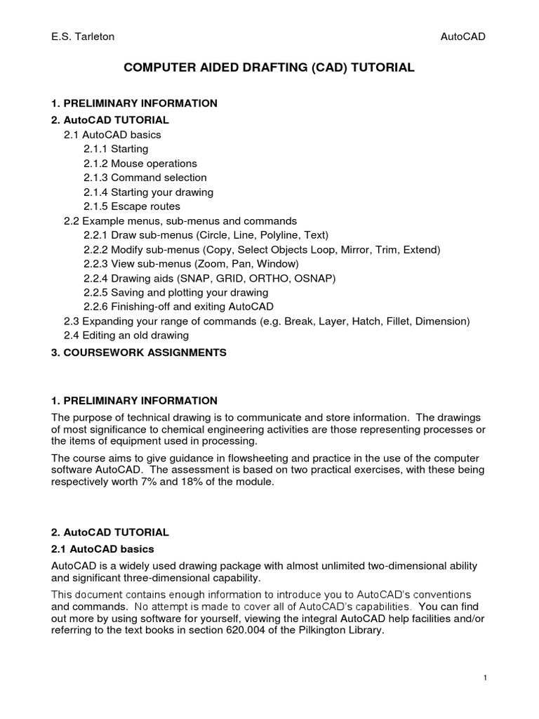 Handout - AutoCAD | PDF | Technical Drawing | Computer Aided Design