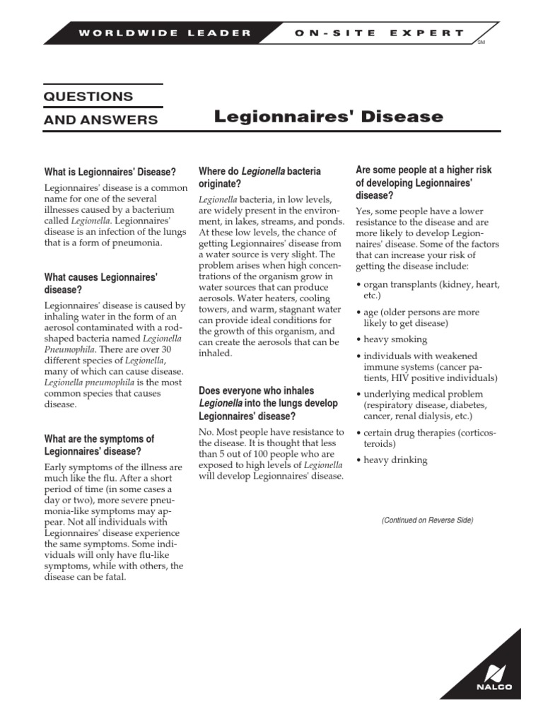 Legionnaires Disease - Questions and Answer | PDF | Epidemiology ...