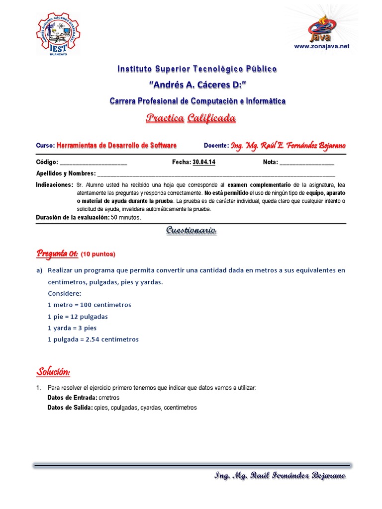 Desarrollo Practica Calificada 01 | PDF | Java (lenguaje de programación) | Informática
