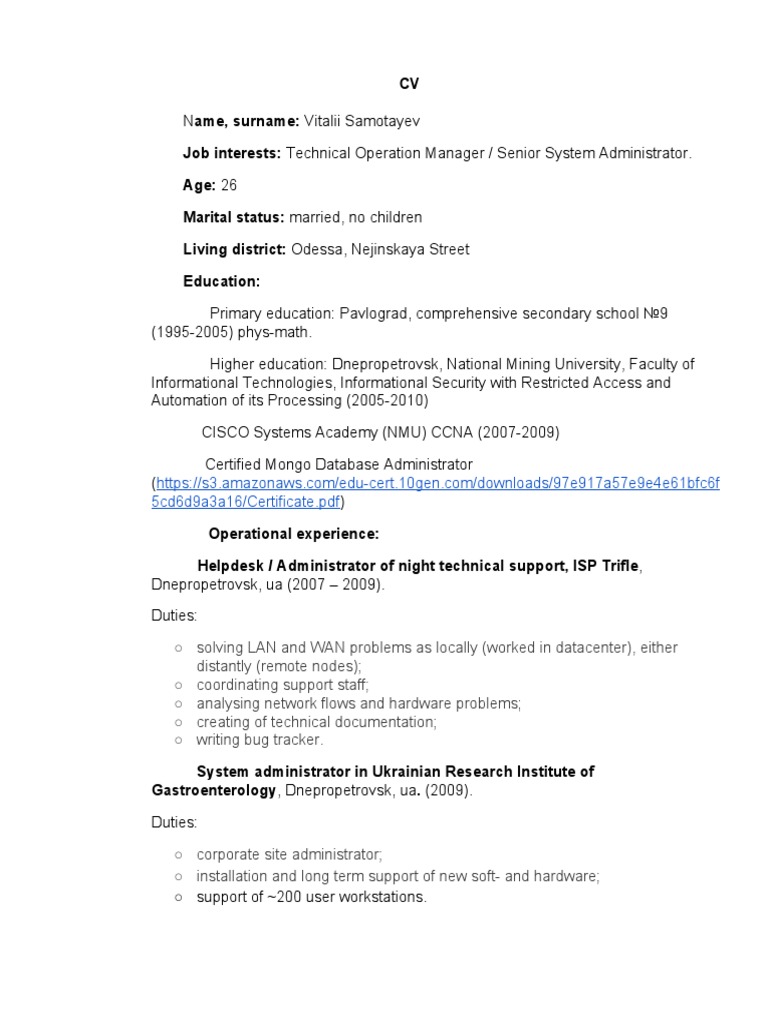 Senior Sysadmin with Jira Expertise | PDF | System Administrator | V Mware