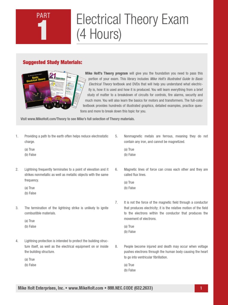 Electrical Theory Exam (4 Hours) : Suggested Study Materials | Download ...