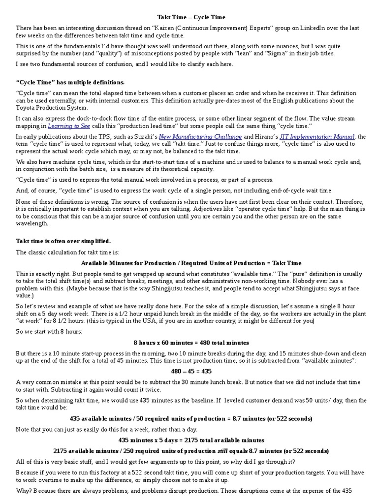 Cycle Time | PDF | Systems Engineering | Process Engineering