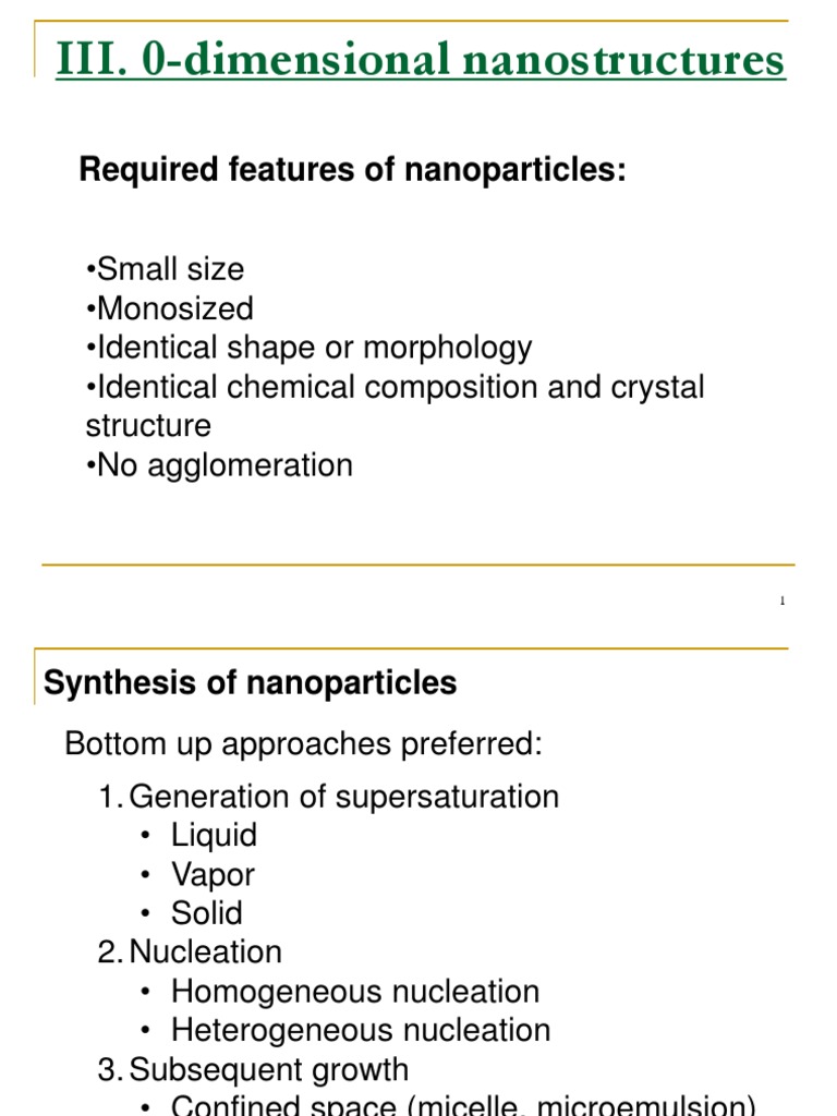 Lec-3: Zero-Dimensional Nanostructures | PDF | Nucleation | Nanoparticle
