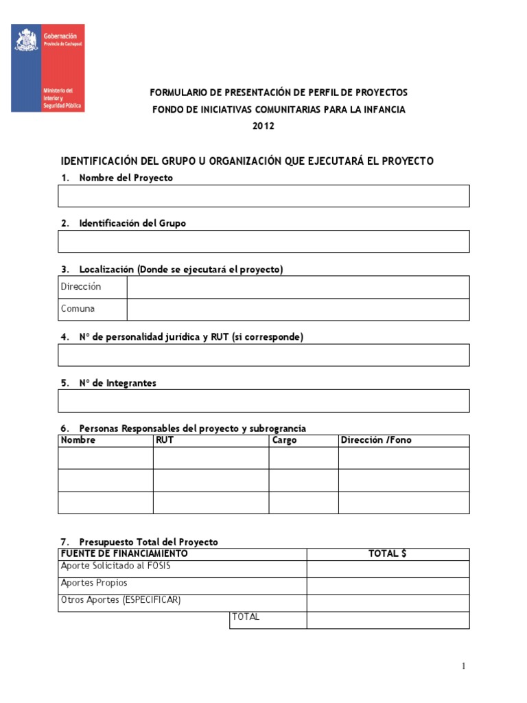 Formulario Fosis | PDF | Presupuesto