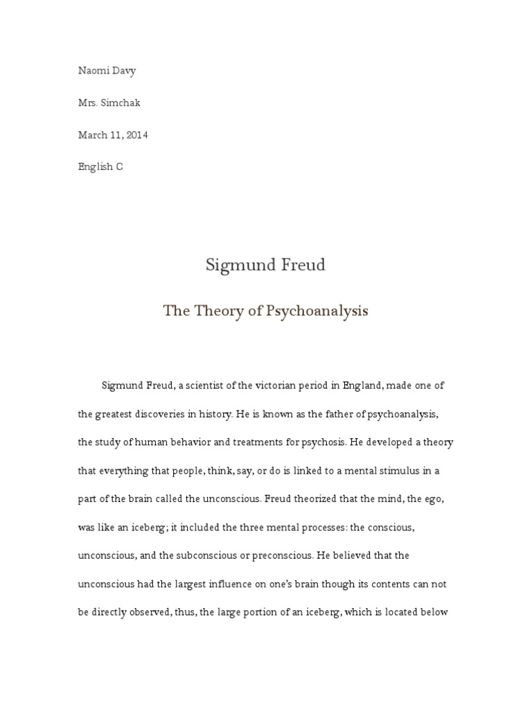 Sigmund Freud Essay - Word | PDF | Id | Unconscious Mind