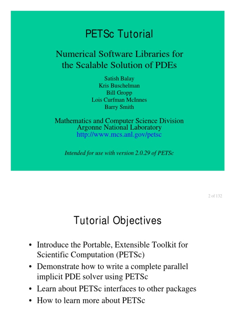 PETSc Tutorial | PDF | Matrix (Mathematics) | Partial Differential Equation