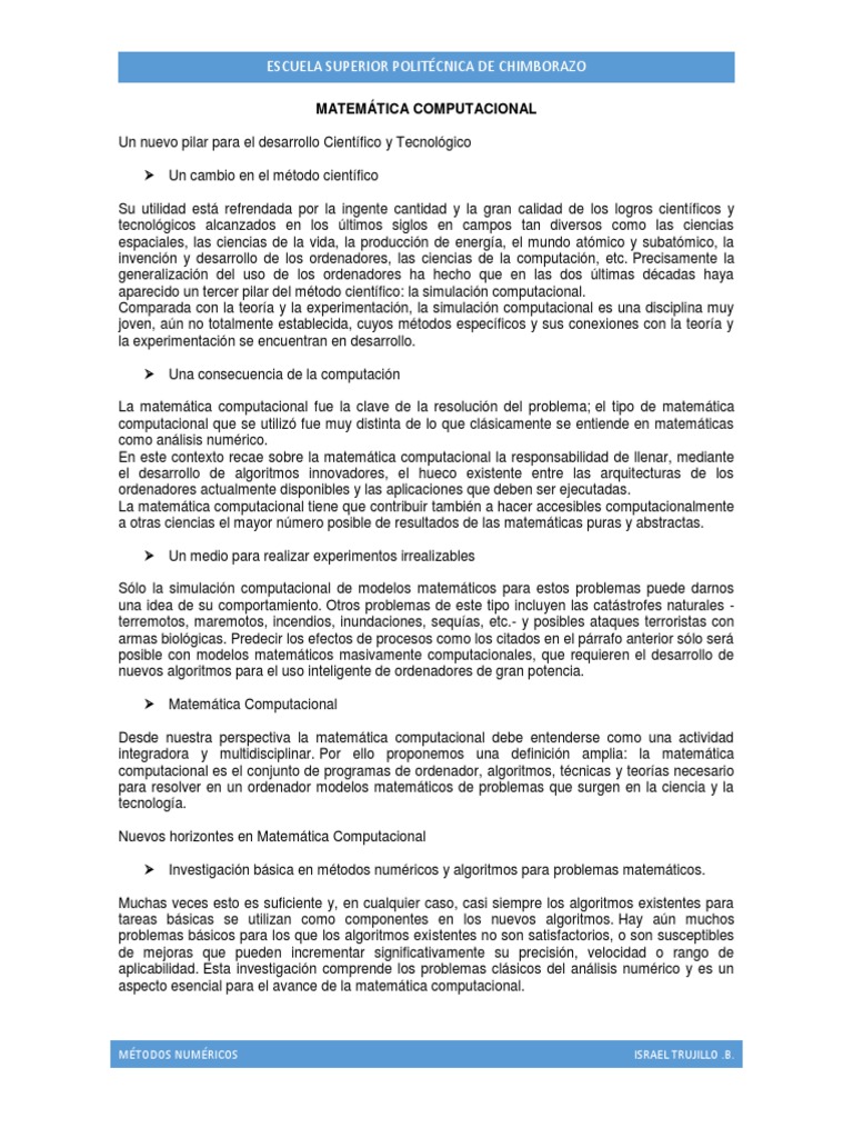 Matemática Computacional y Nuevos Métodos Numéricos | PDF | Análisis ...