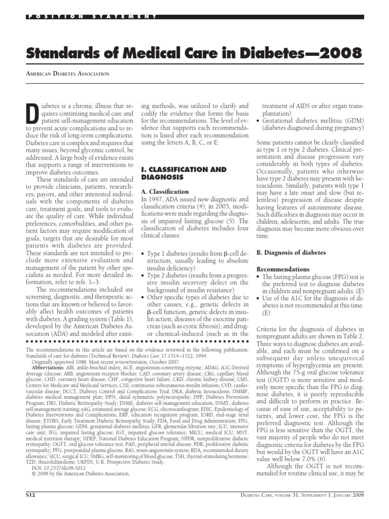 Ada 2008 DM Guidelines | PDF