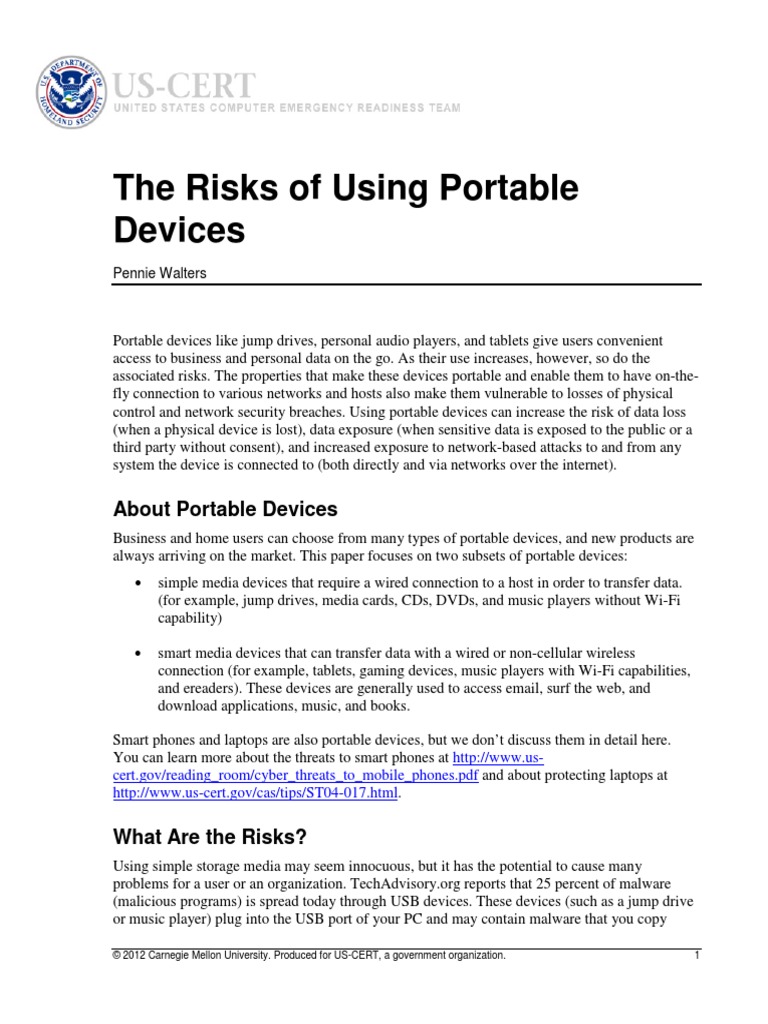 Risks of Portable Devices | PDF | Games & Activities | Computers