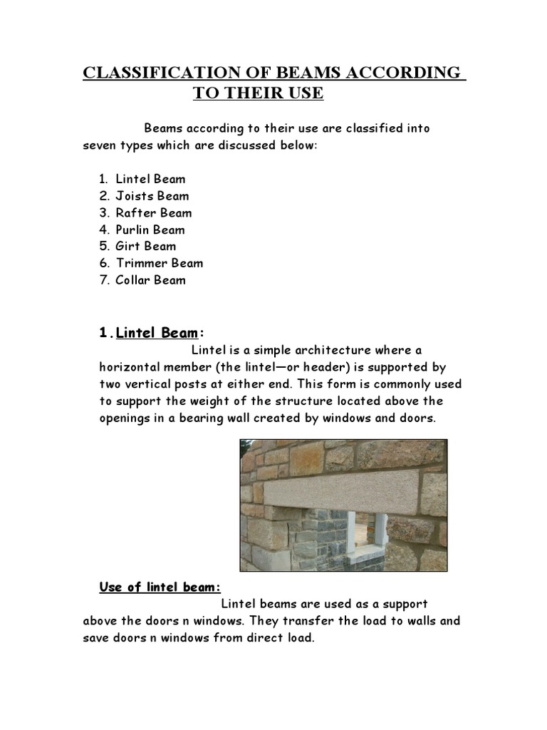 Classification of Beams According | PDF | Beam (Structure) | Civil ...