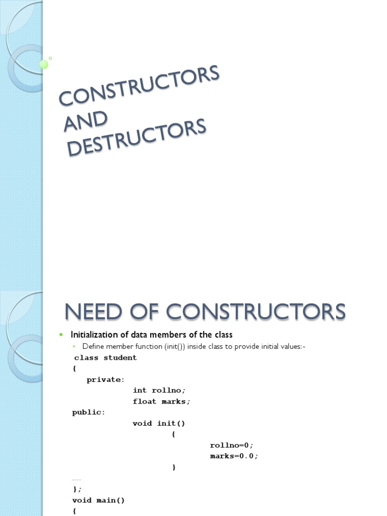Constructors And Destructors Constructor Object Oriented Programming Parameter Computer 1857