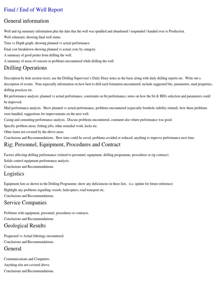 Final - End of Well Report | PDF | Oil Well | Casing (Borehole)
