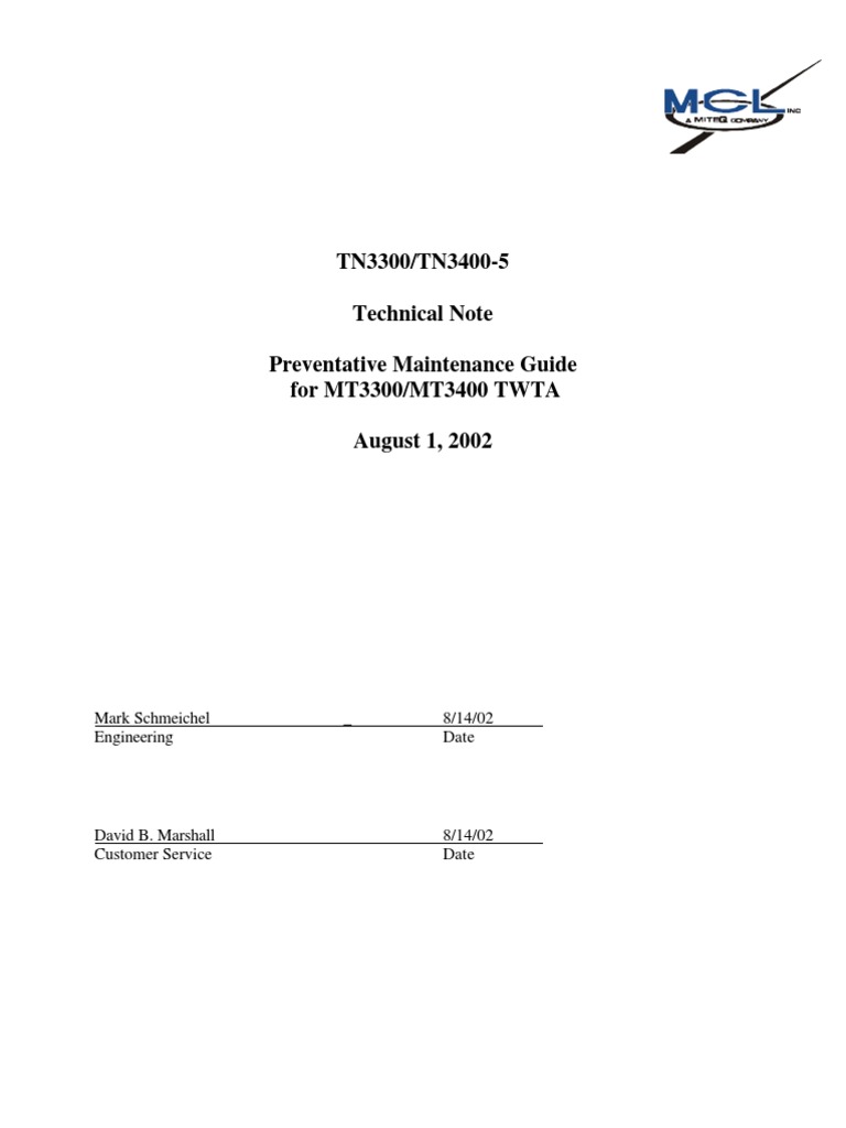Preventative Maintenance Guide For Mt3300 Mt3400 Twta | PDF | Vacuum ...