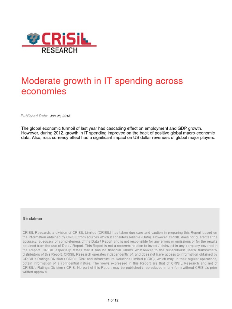 Moderate Growth in IT Spending Across Economies: Published Date | PDF ...