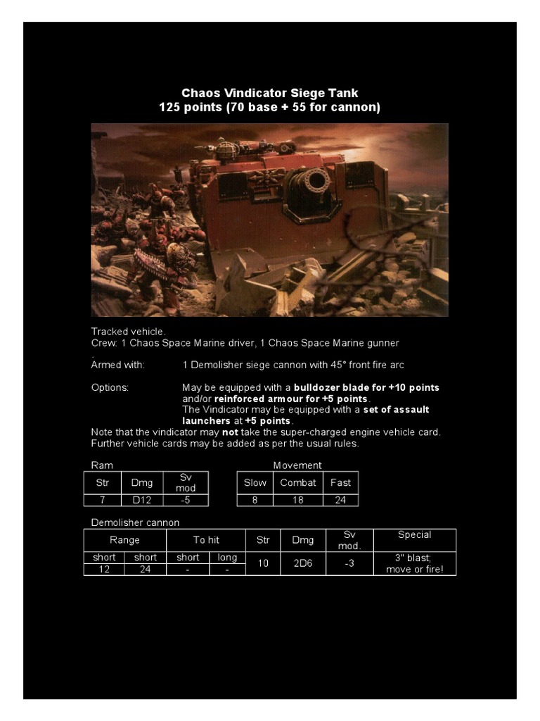 Chaos Vindicator Siege Tank Guide | PDF | Business | Technology ...