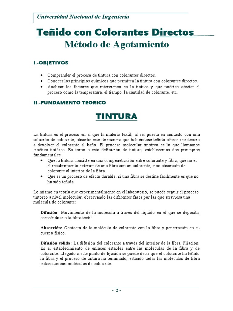 Teñido por Agotamiento con Colorantes Directos | PDF | Moléculas | sal