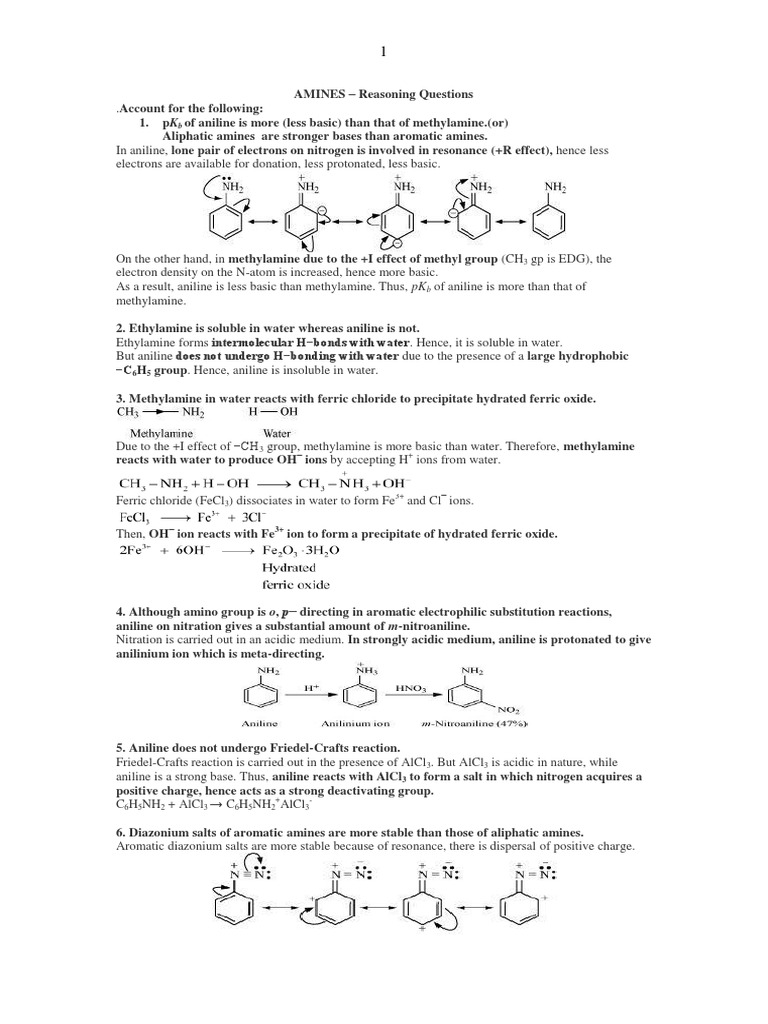 AMINES - Reasoning Q 1 | PDF | Amine | Alcohol