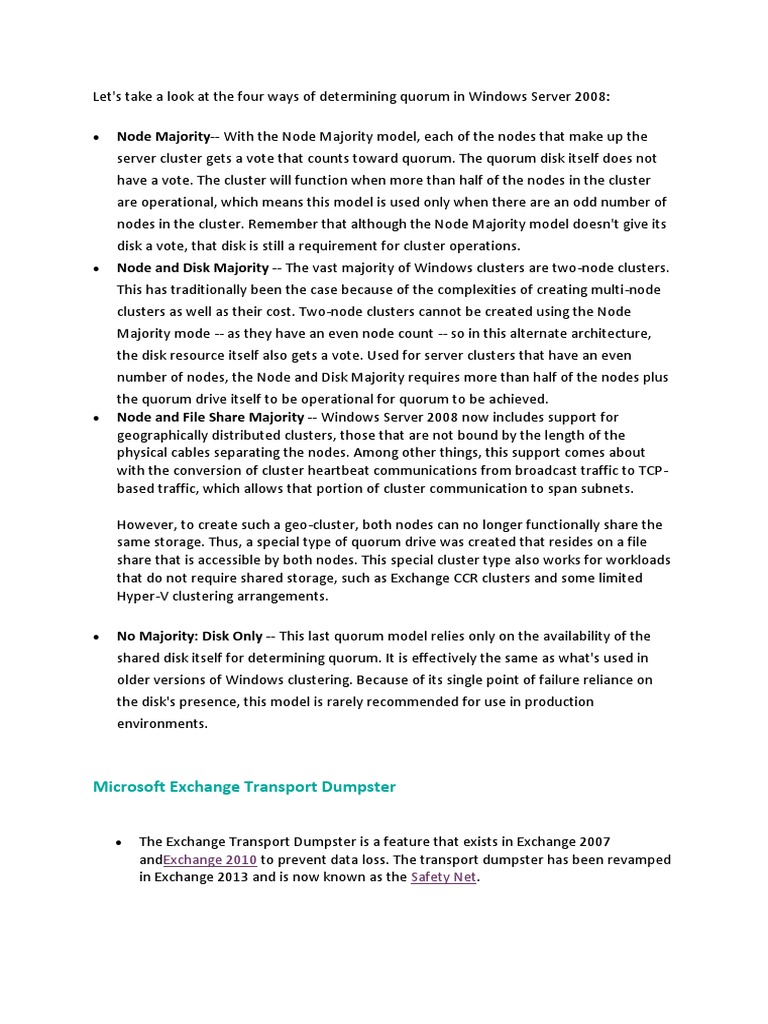 Cluster Notes | PDF | Microsoft Exchange Server | Computer Cluster
