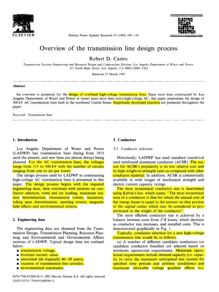 1995 Transmission Line Design Process | PDF | Physics | Physical Quantities