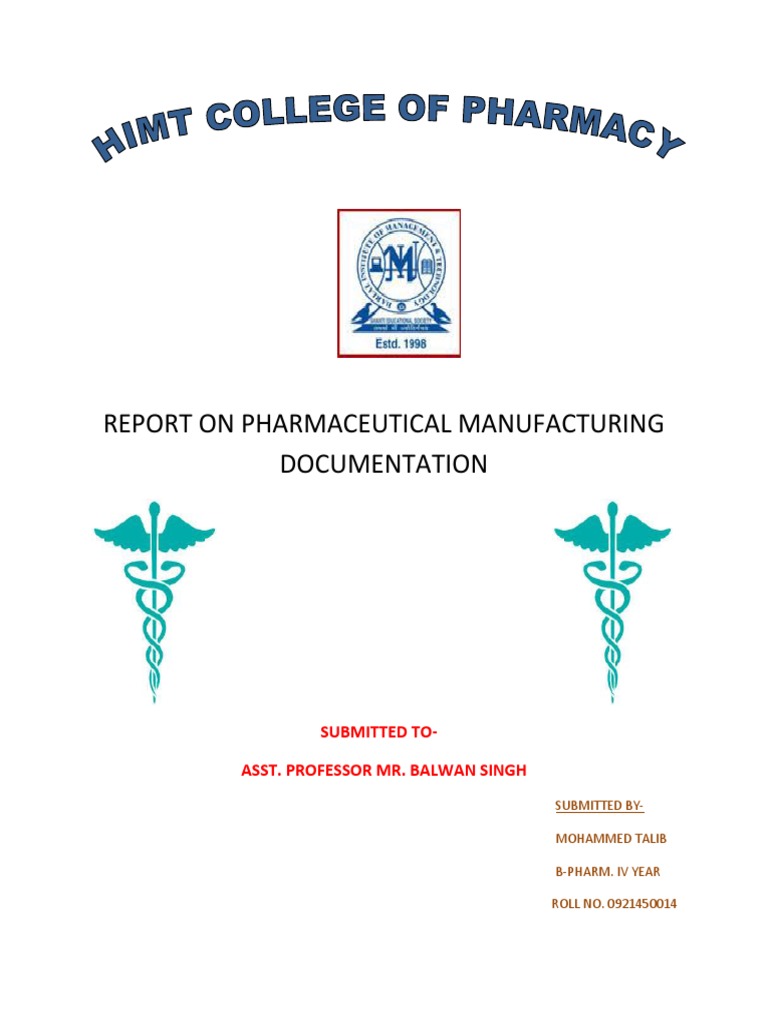 Pharmaceutical Manufacturing Documentation | PDF | Healthcare Industry ...