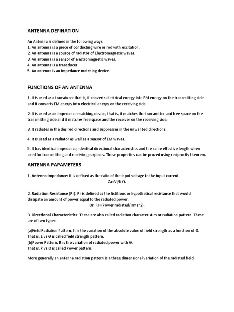 Antenna Defination | PDF | Antenna (Radio) | Electromagnetic Radiation